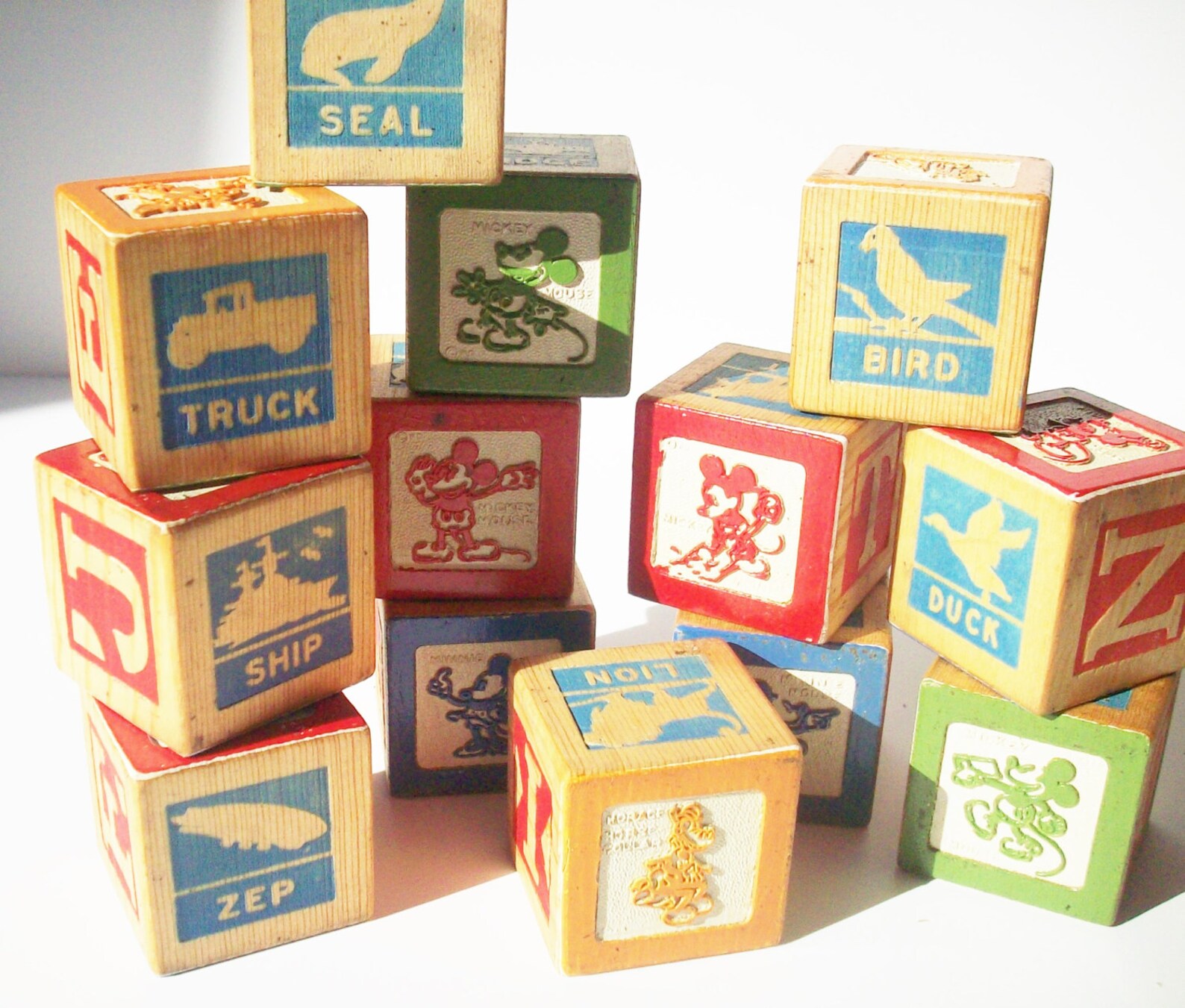 Disney / Rare Set of Very Very Old Wooden Mickey Mouse Blocks ...