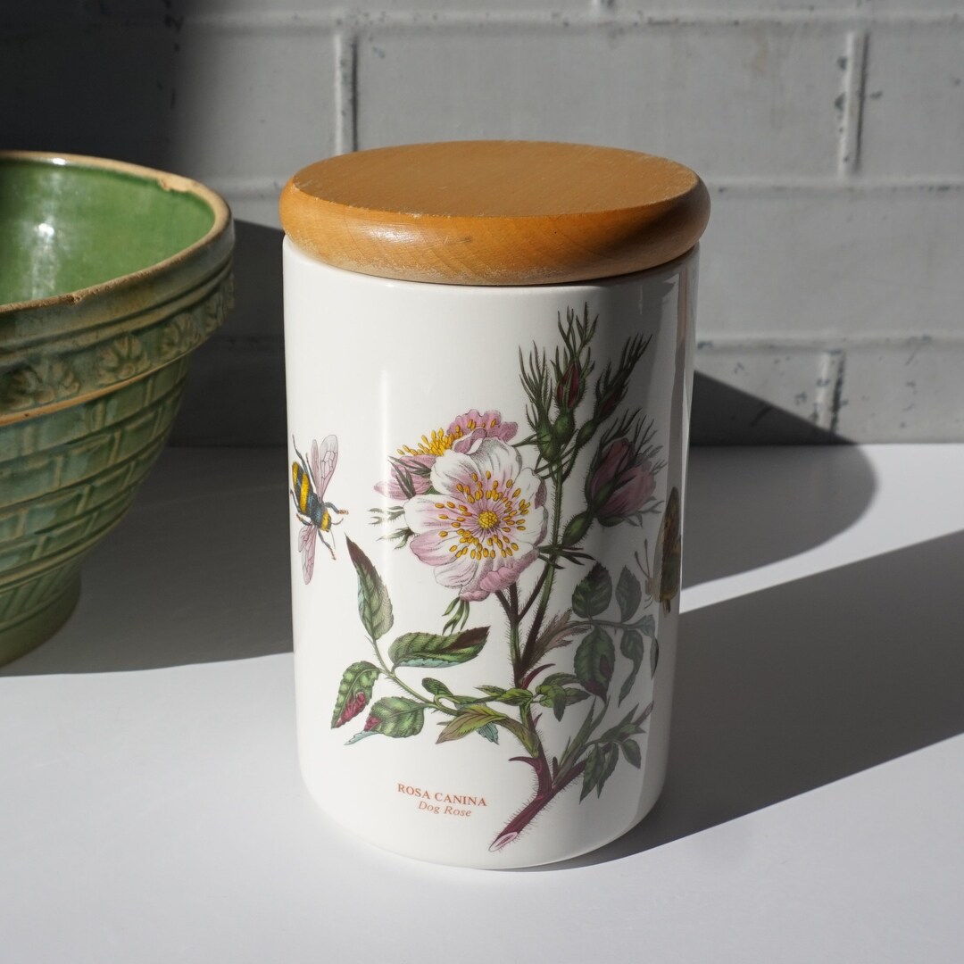Portmeirion Botanic Garden China / Canister With Wooden Lid / Great ...