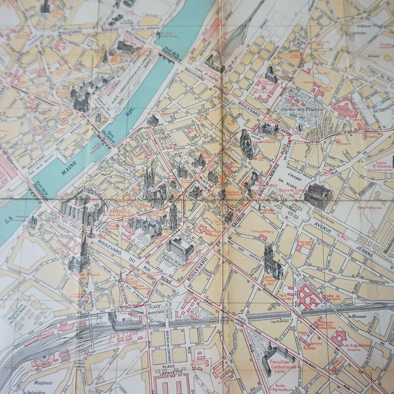 D'angers France / Authentic Map / Plan Monumental / 4 - Etsy