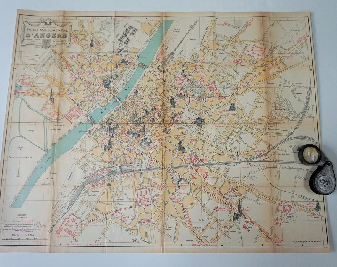 D'Angers France / Authentic Map / Plan Monumental / 4 | Etsy