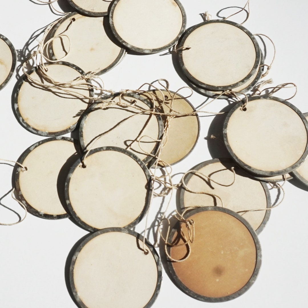 Paper Tags / Round Metal-edged Tags From Dennison / 2 Sizes / 18 Large ...