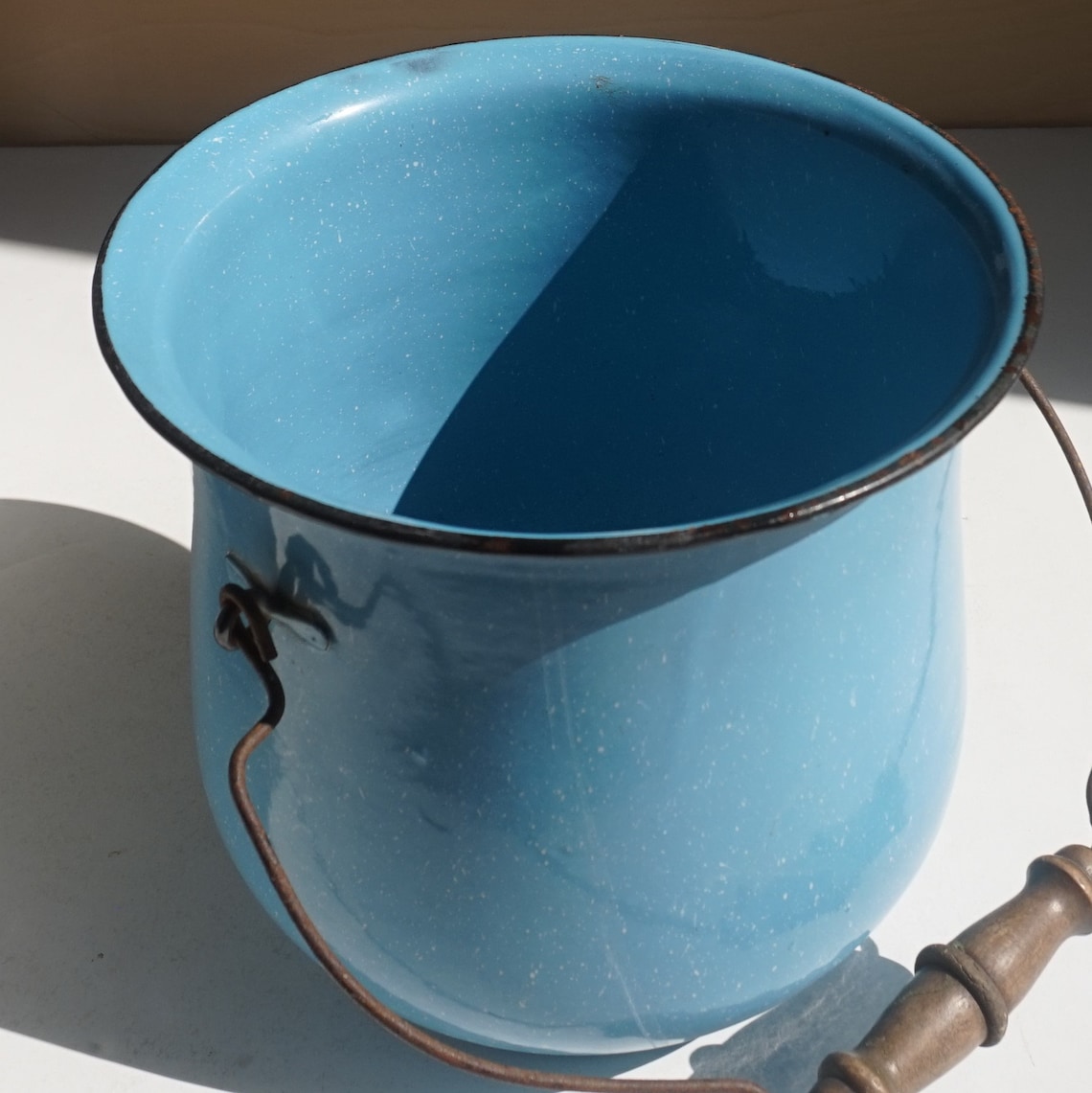 Enamelware Bucket / Rare Blue Color / Chamber Pot / | Etsy
