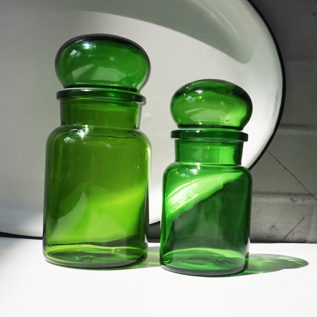 Mod Glass Canisters / Made in Belgium / Vintage Countertop Display ...