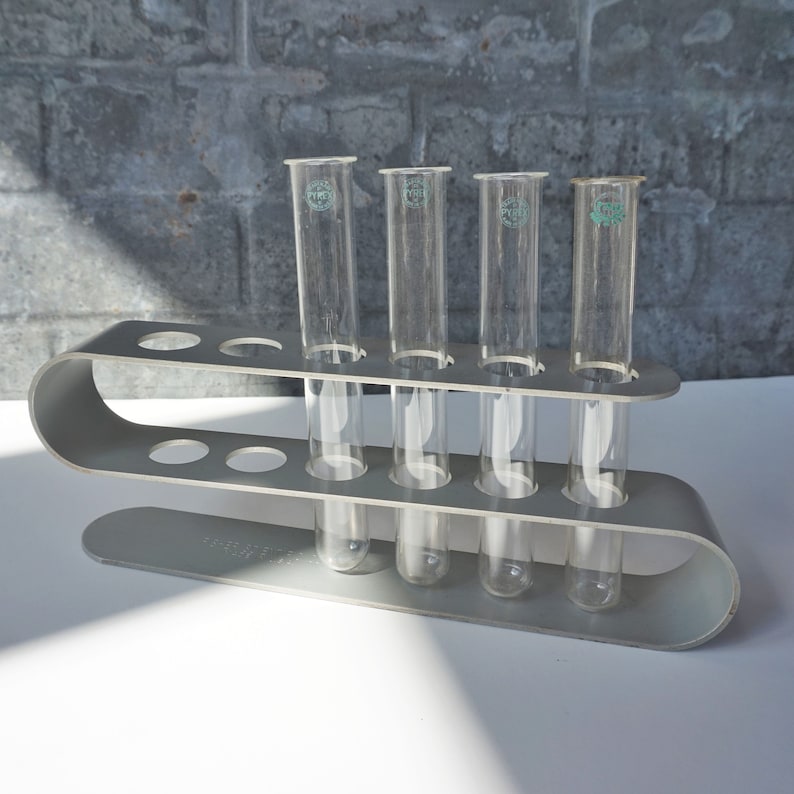 Science Glass / Test Tubes With Aluminum Stand / Pyrex | Etsy