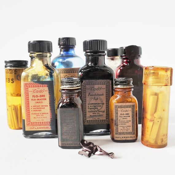 Vintage Ink Bottles / Antique Desktop /cado Flo-master Inks | Etsy