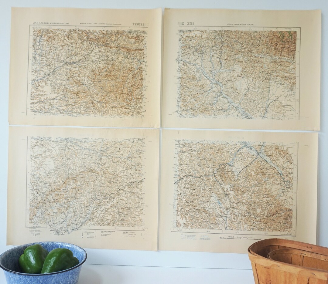 Old French Maps / Authentic / France Including Madrid / Newly Found / 4 ...