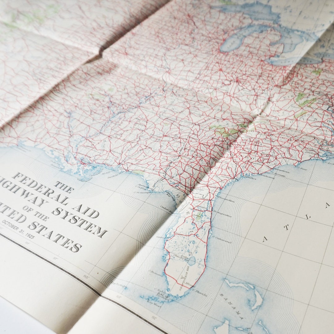 Highway Map / 1925 Map of Highways in the Continental US / 4 - Etsy ...