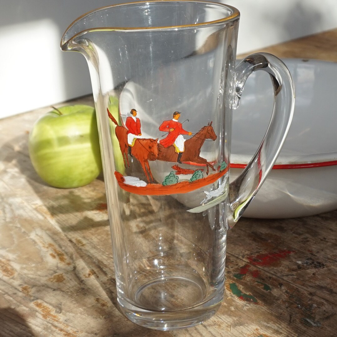 Glass Pitcher / Heavy / Simple Design / Water to Table / Handpainted ...