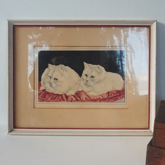 2 White Cats / Framed Image of Regal Cats / Enhanced Photo / - Etsy