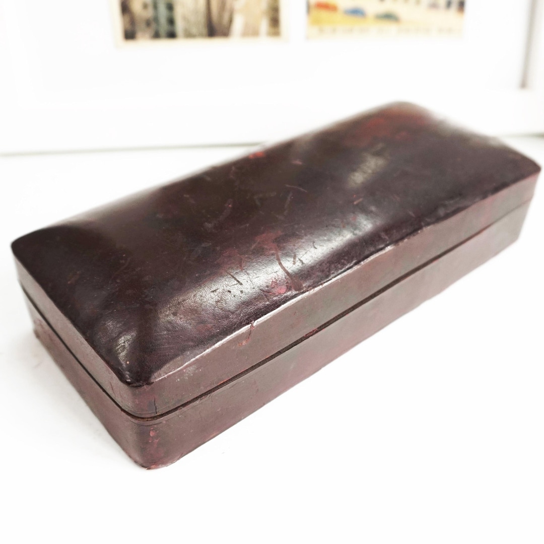 Leather Box / Vintage Italian Leather Box in Brown / Very Old ...