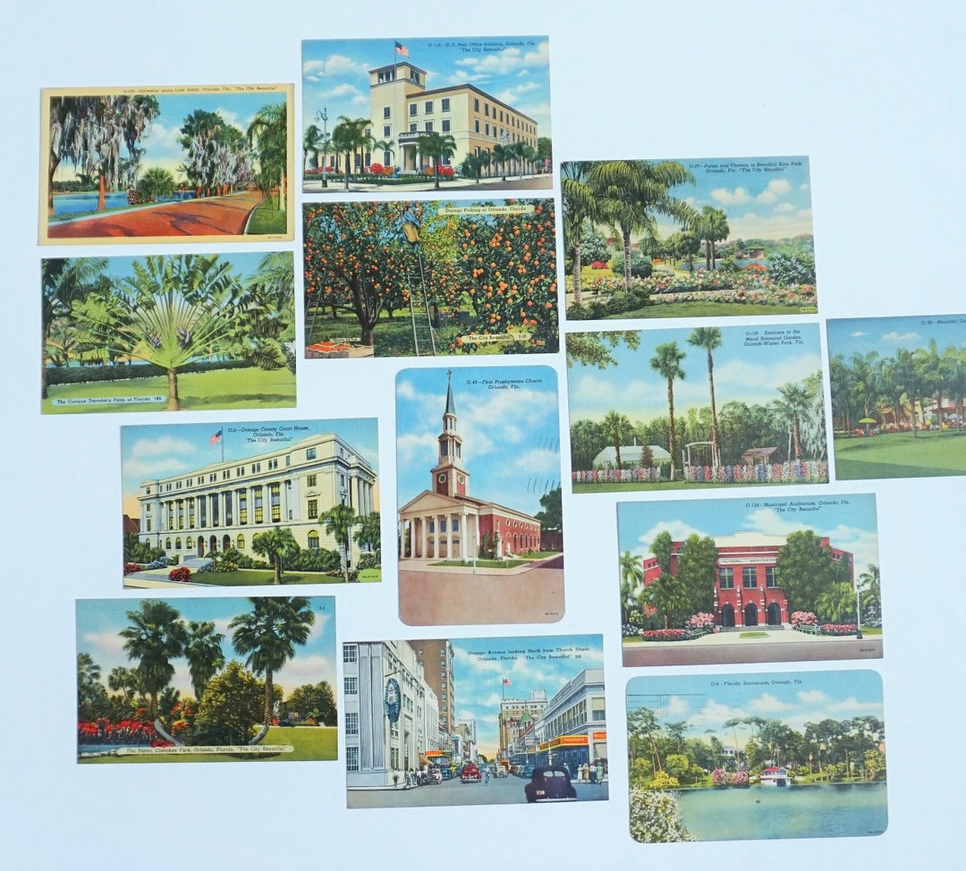 Orlando Florida / 13 Authentic Postcards / the City Beautiful Campaign ...