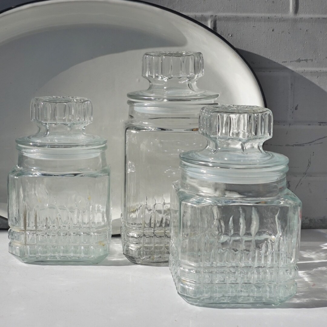 Countertop Display / Storage / 3 Easy Reach Jars With Good Seals / Good ...
