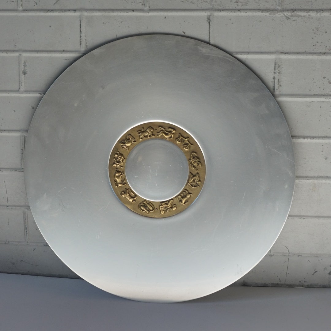 Zodiac Plate / Large 19" Aluminum Plate With Inner Ring in Brass ...