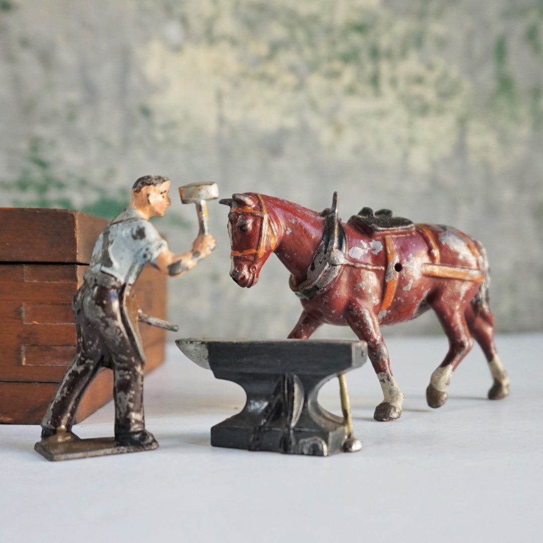 Blacksmith / Jo Hillco / Figure, Anvil and Horse / Great Miniature ...