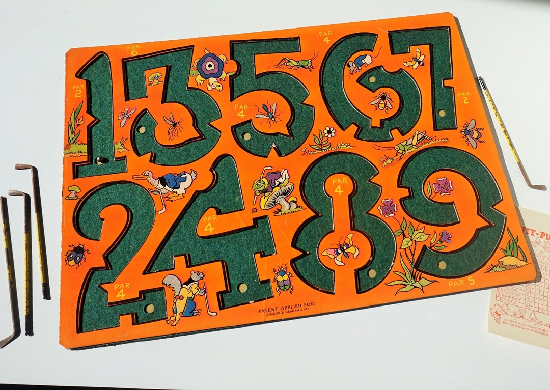 Vintage Board Game / Putt Putt Midget Golf Course / Shapes of Numbers ...