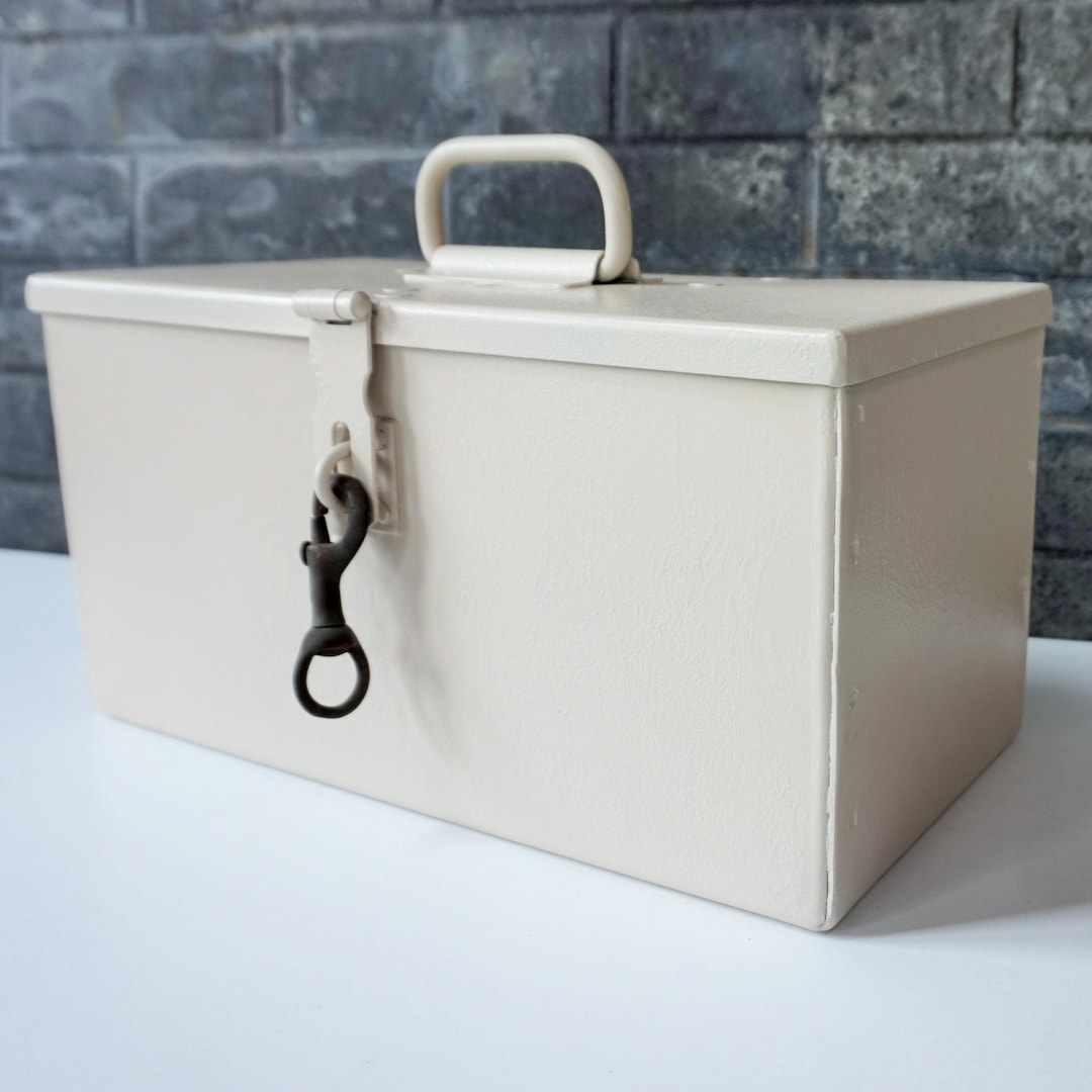 Big Metal Box With Hinged Lid / Cleaned and Painted / Useful Authentic ...