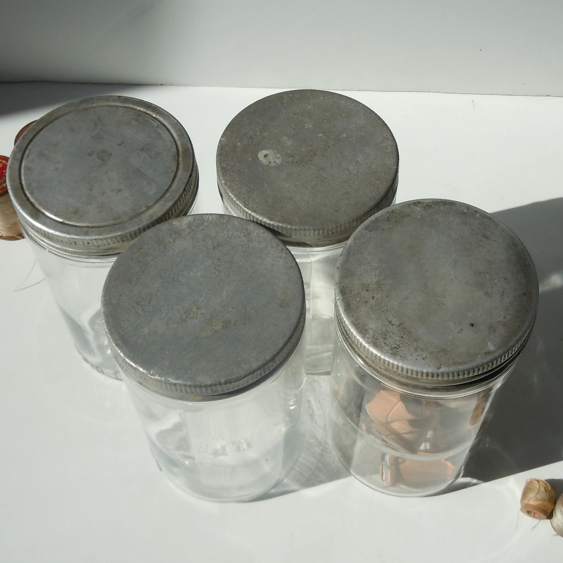 Vintage Clear Glass Jars / Collection of 4 / Wide-mouth With - Etsy