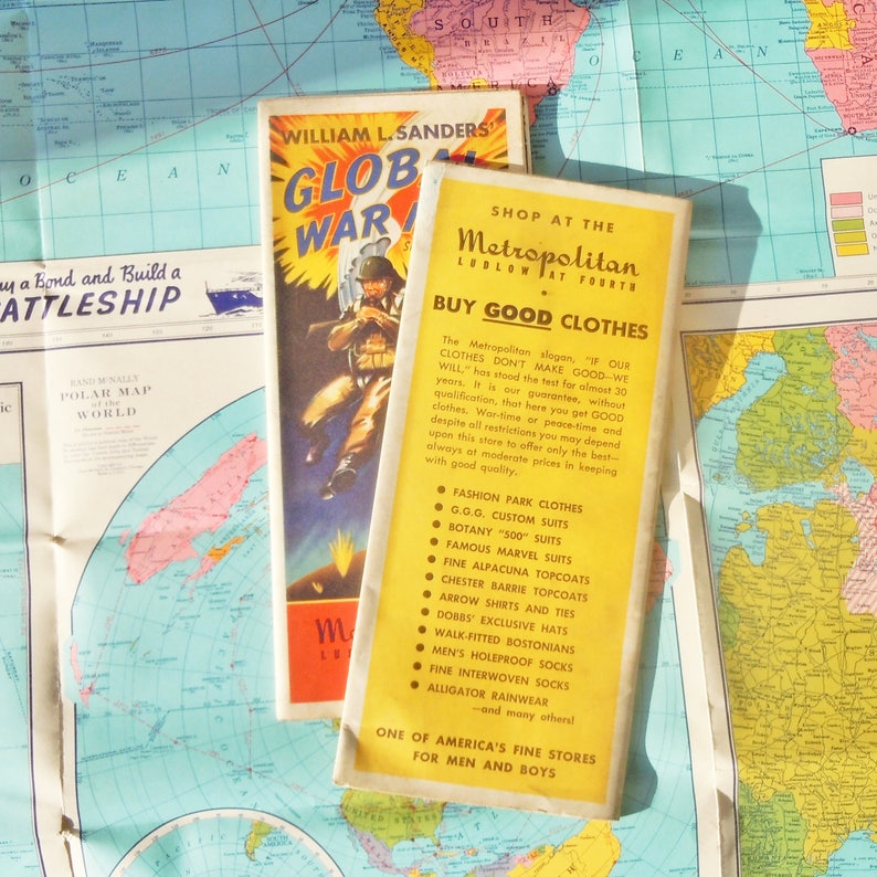 Global War Map / Vintage Map of World Conflict in the 1940's ...