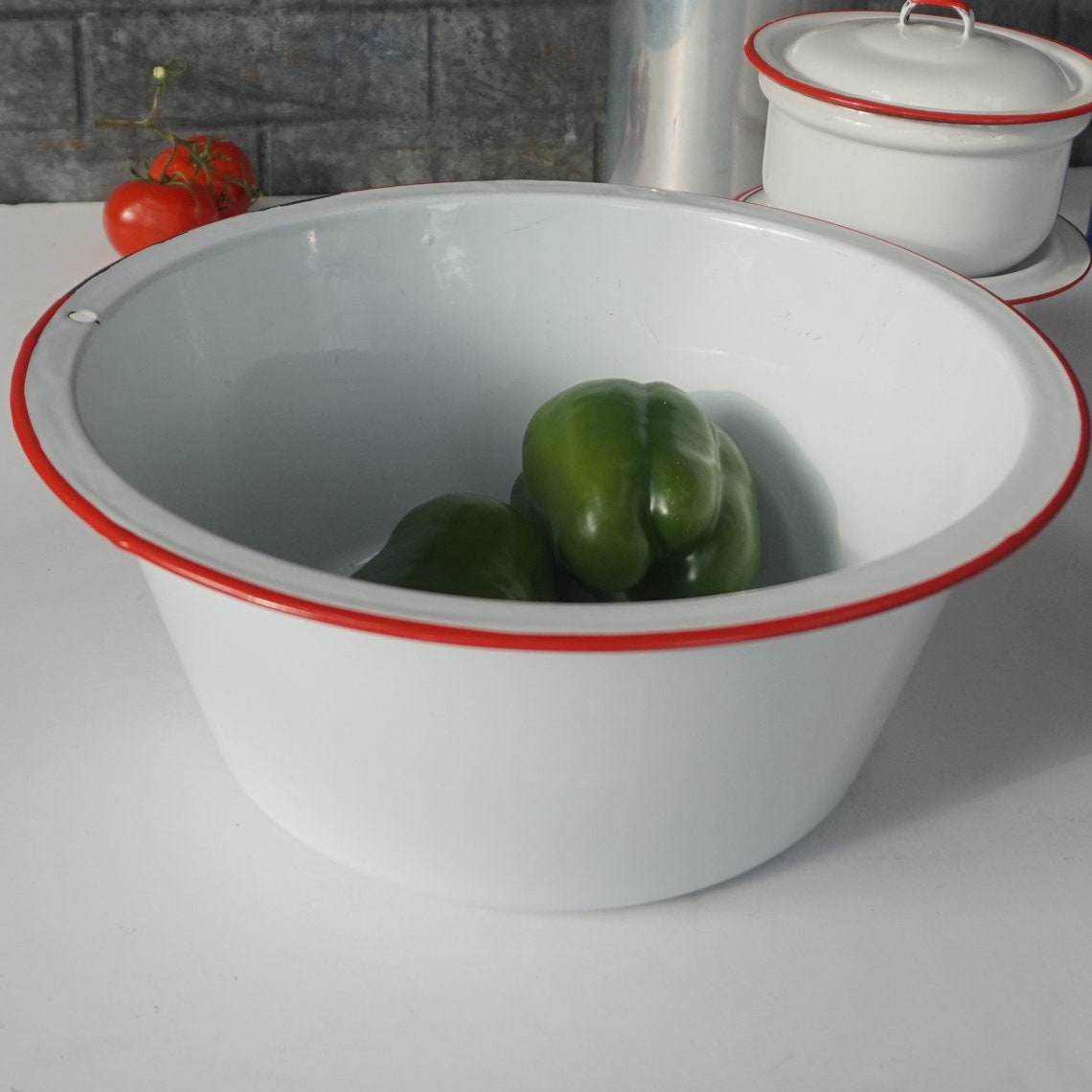 Enamel Tub / 13 5/8 / Beautiful Condition / White With | Etsy