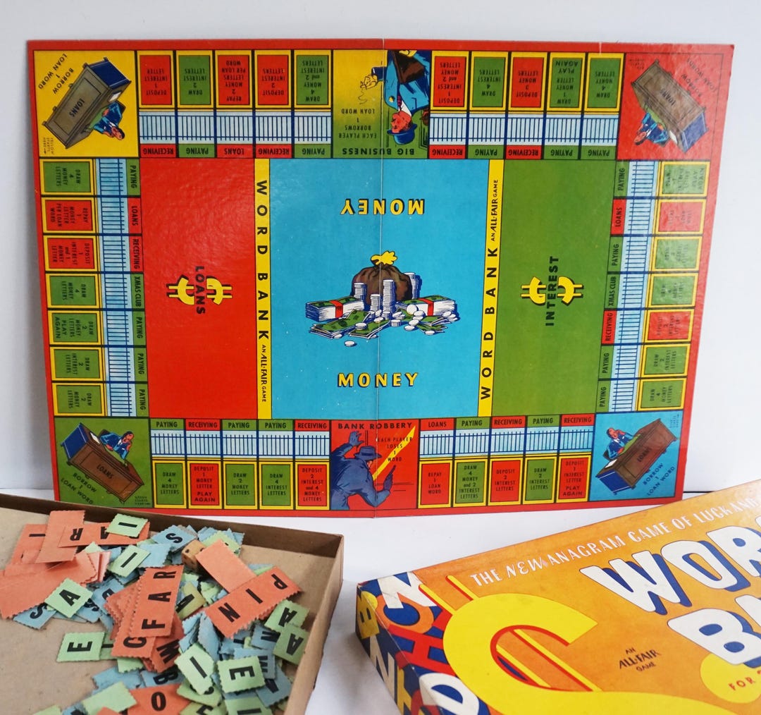 Board Game From the 1940's / Word Bank Game / Interesting Art and ...