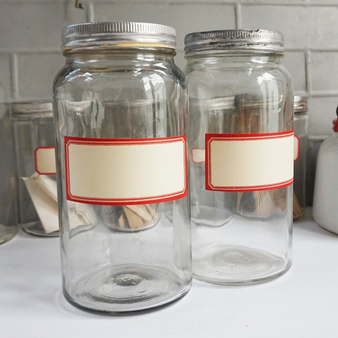 Clear Heavy Glass Jars / 2 Larger Wide-mouth With Aluminum Lids ...