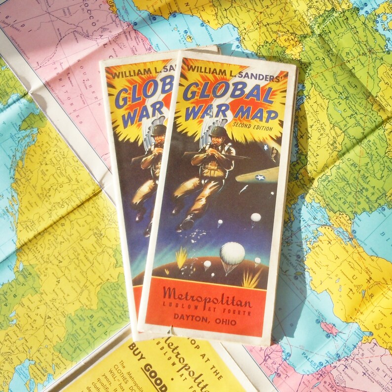 Global War Map / Vintage Map of World Conflict in the 1940's ...