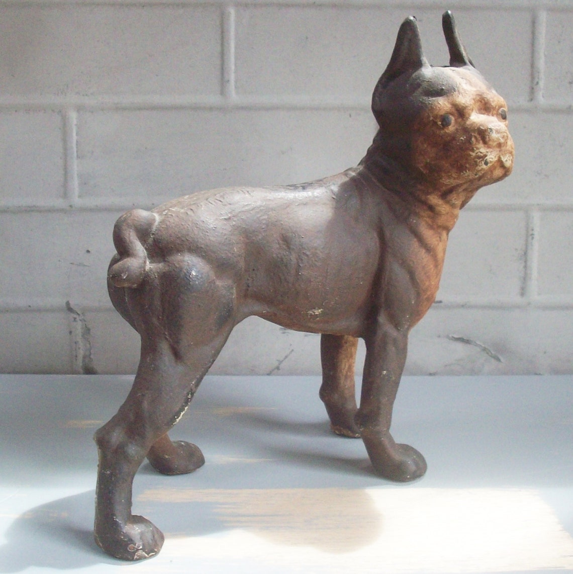 Vintage Cast Iron Dog / Boston Terrior / Original Finish / - Etsy