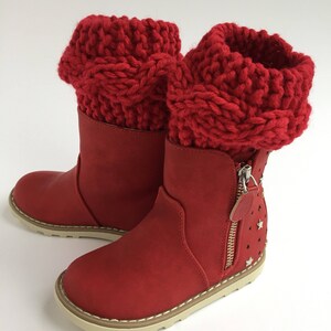 Kids Leg Warmers - Red Boot Cuffs - Chunky Knitted Foot Accessory - 3 ...