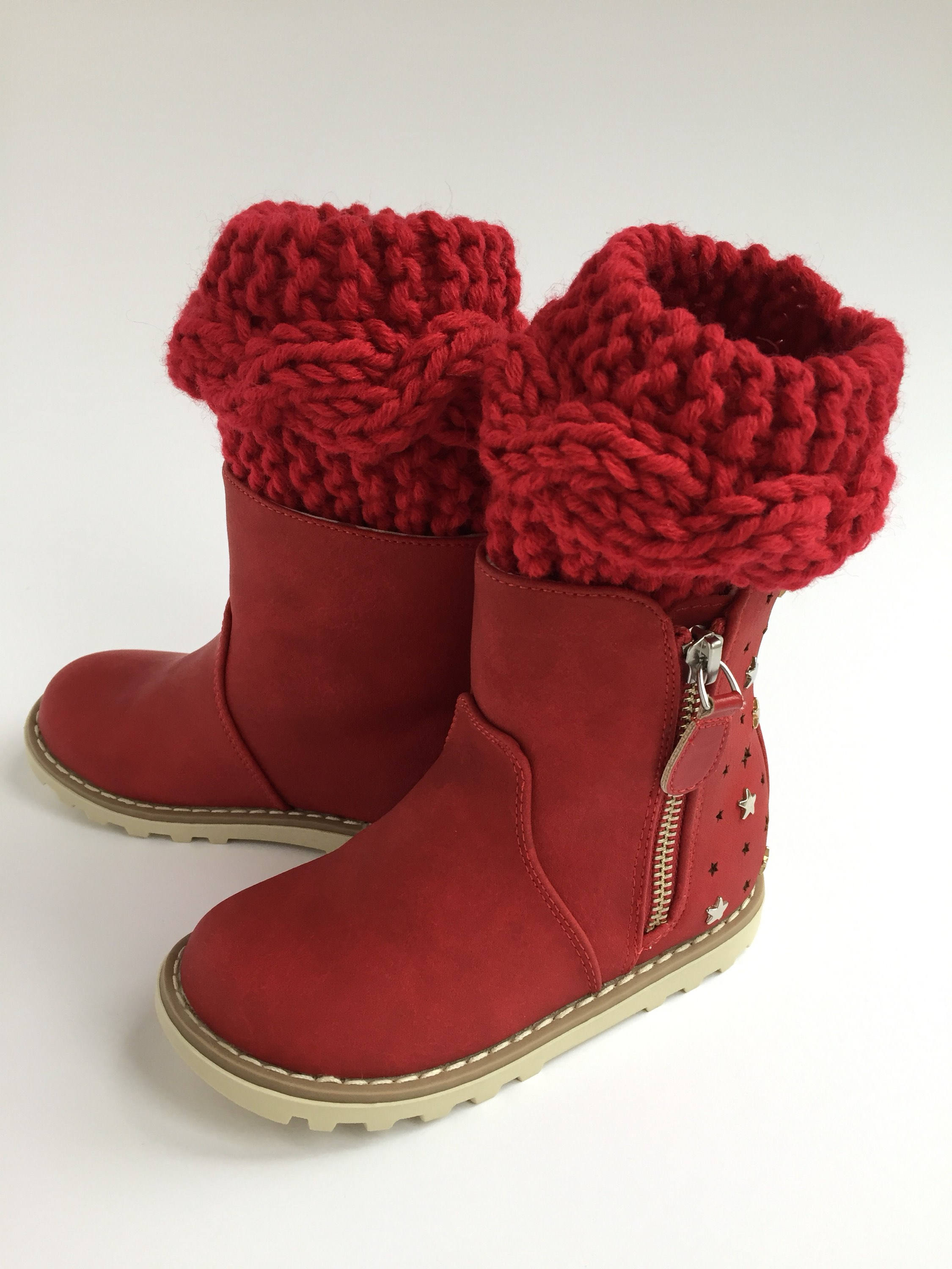 Kids Leg Warmers - Red Boot Cuffs - Chunky Knitted Foot Accessory - 3 ...