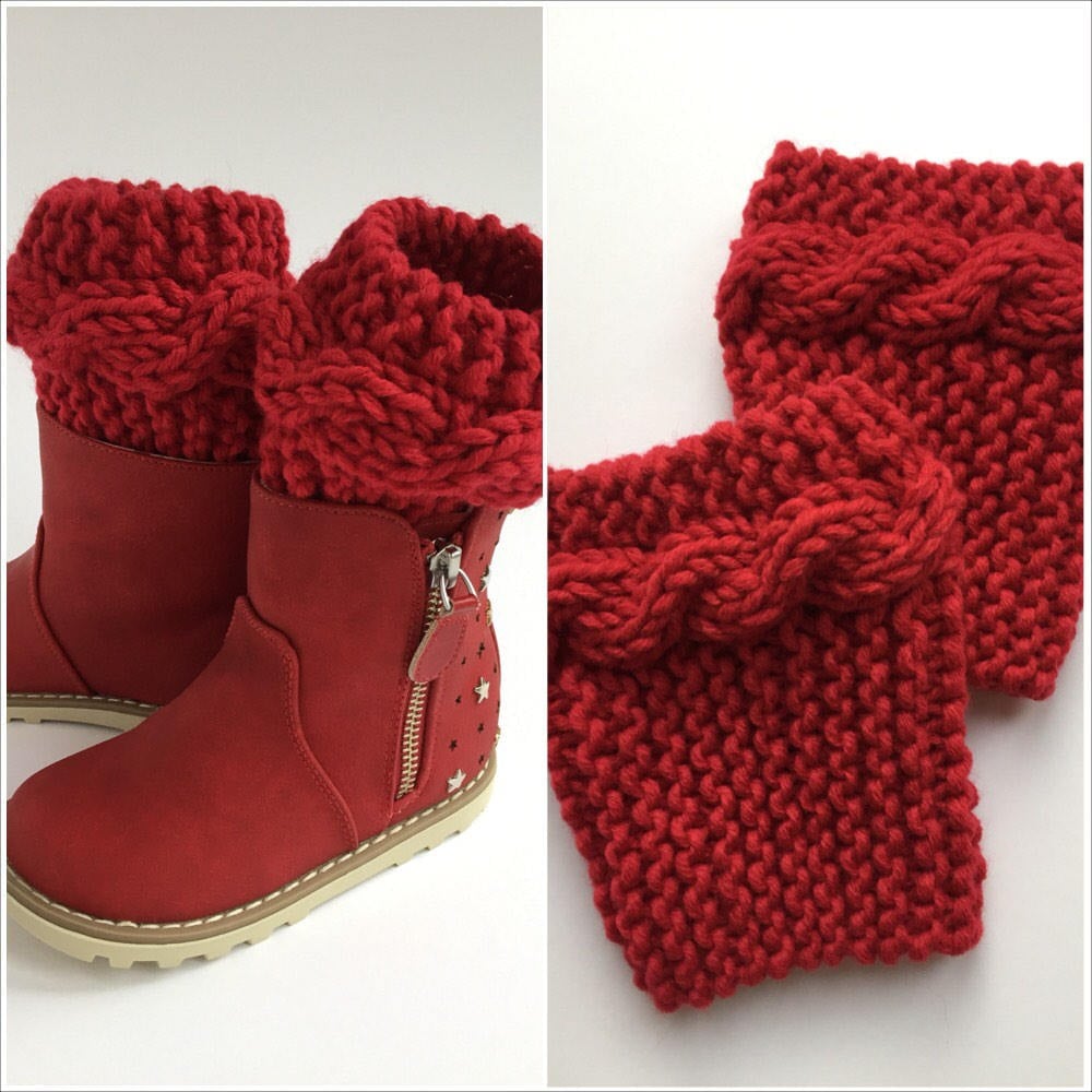 Kids Leg Warmers - Red Boot Cuffs - Chunky Knitted Foot Accessory - 3 ...