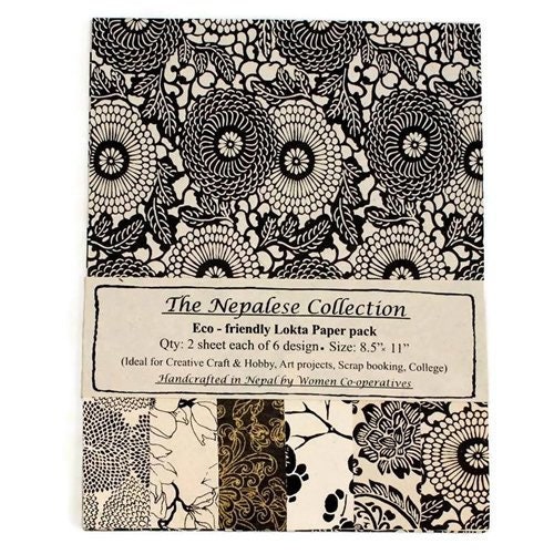 Handmade Nepalese Lokta Paper Pack BLACK AND CREAM | Etsy