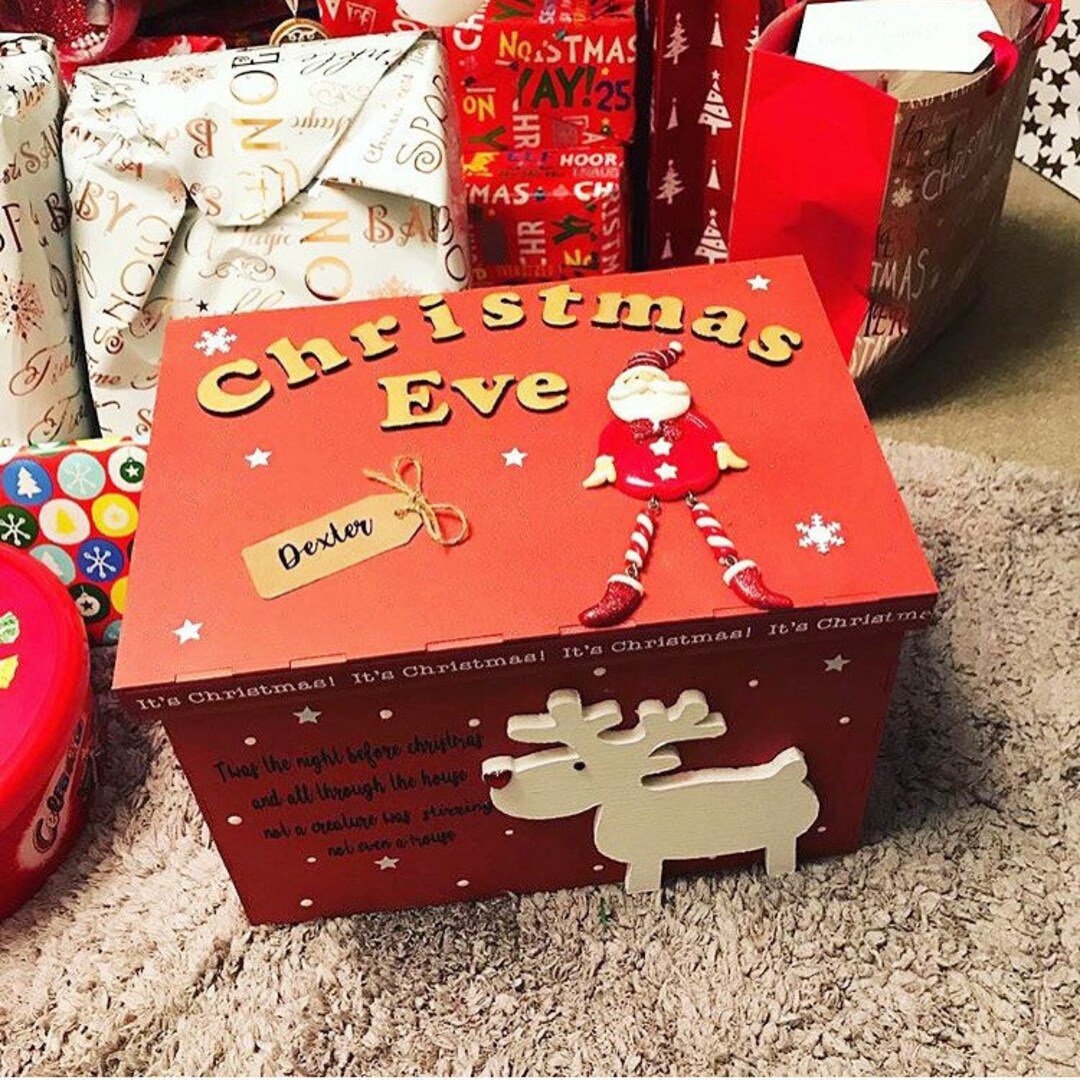 Wooden Christmas Eve Box Hand Painted and Personalised With Name. - Etsy UK