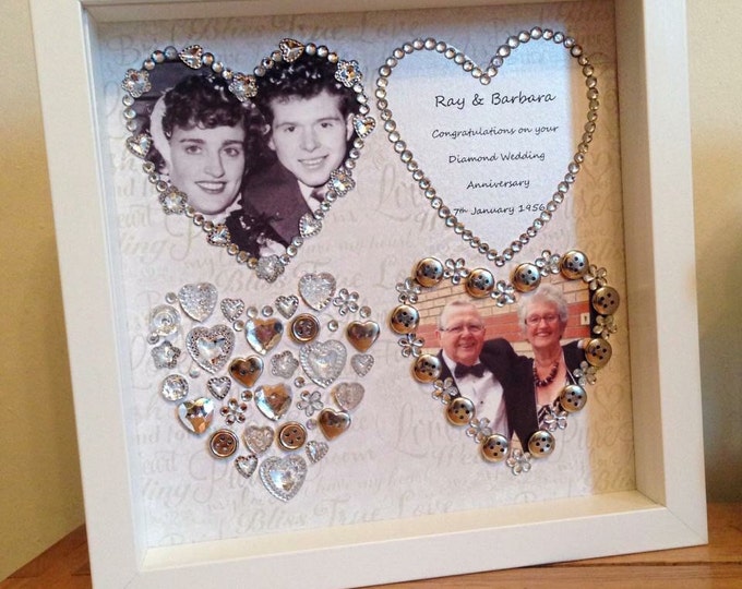 Wedding Anniversary Photo Button Frame. Personalised With Photos Names ...