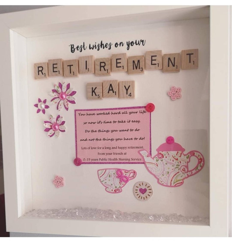 Retirement GIFT Box Frame Personalised With Quote and Tea - Etsy Ireland