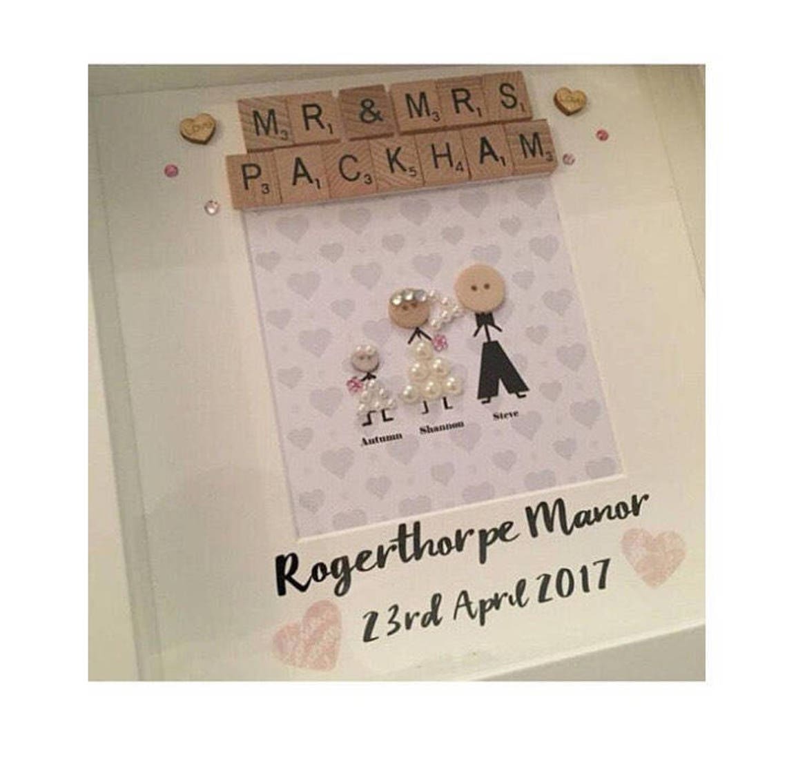 Mr and Mrs Wedding Stickmen Personalised Button Head Scrabble - Etsy UK