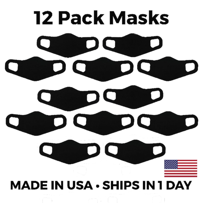 Face Mask 12 Pack Laser Cut No Touch Black - Etsy