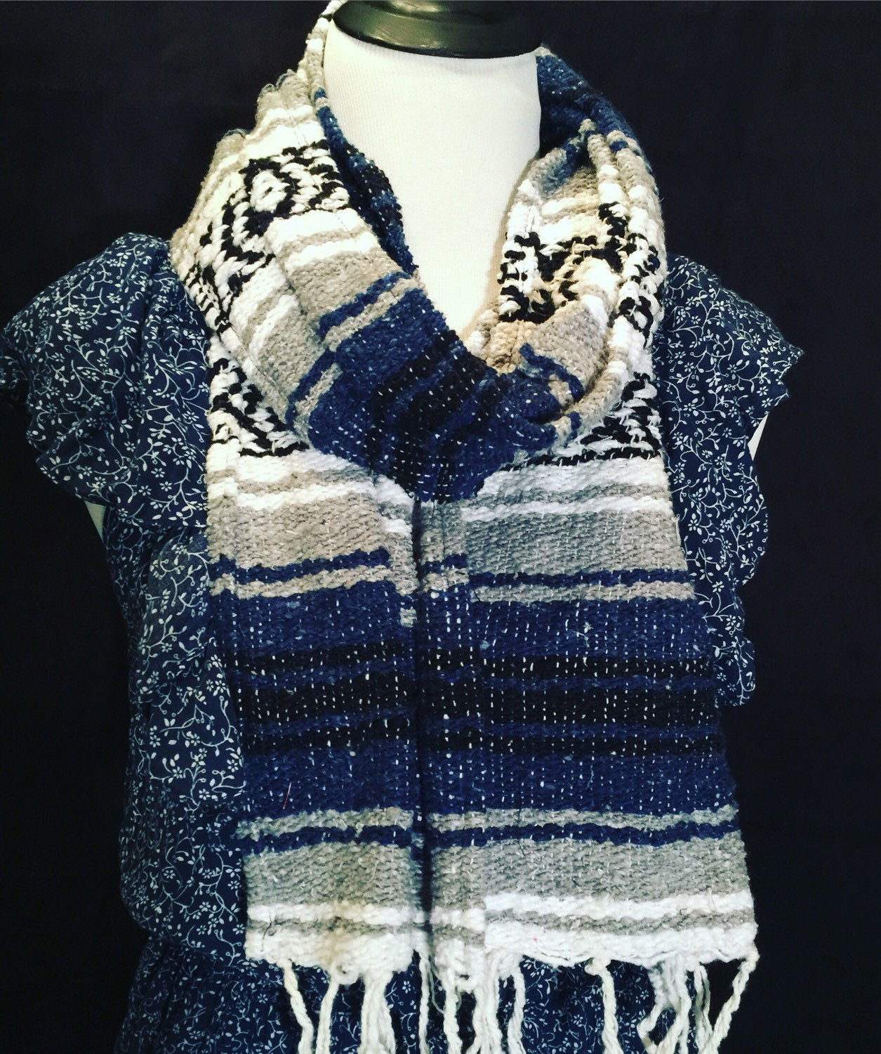 Mexican Blanket Open Scarf, Traditional Scarf Made Out of Mexican ...