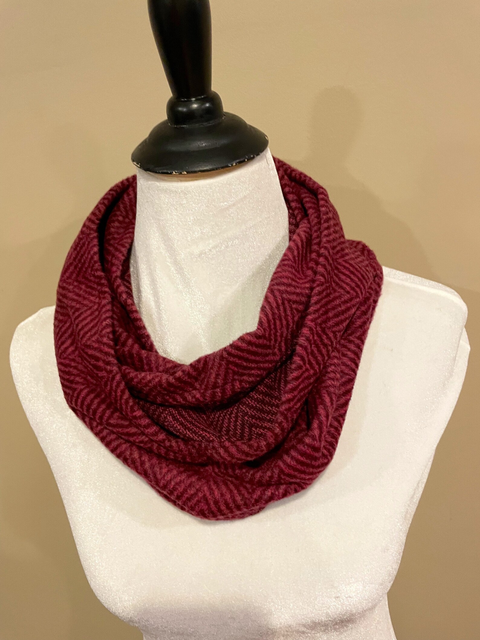 Herringbone Infinity Scarf, Soft, Winter Scarf. Fucsia and Beige ...