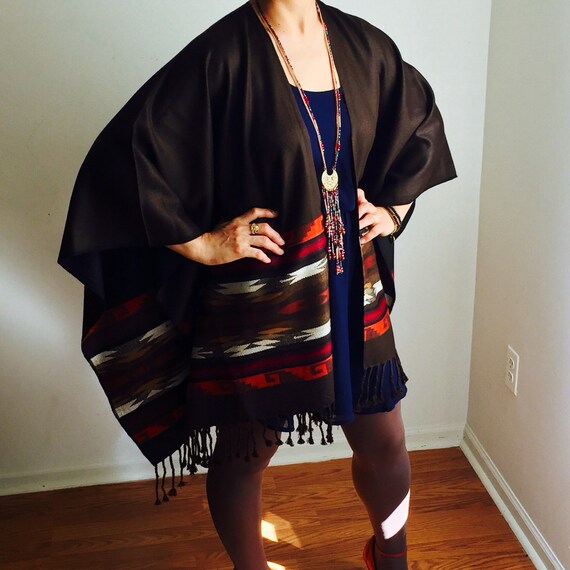 Brown Tribal Alpaca Poncho/ Handcrafted in South America/ | Etsy