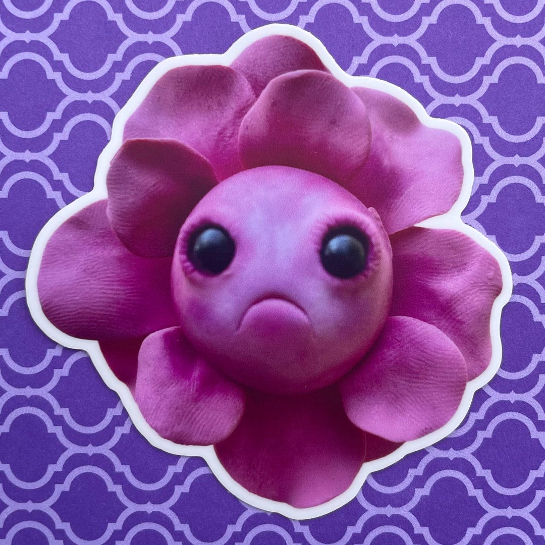 Grumpy Cute Flower Daisy Inspired Vinyl Sticker of My Original ...