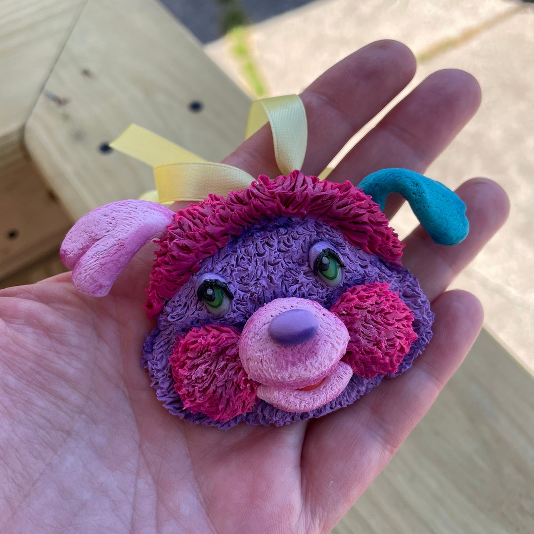 Purple Popple Face Ornament - Handcrafted Cosclay Art With Matching Bag ...