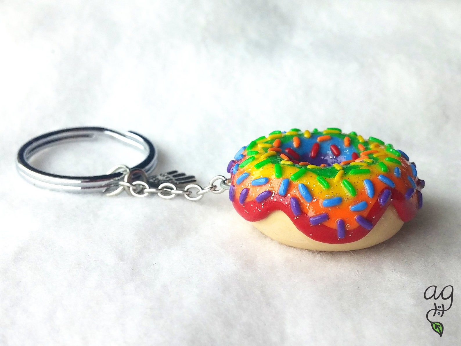 Rainbow Sprinkle Donut Keychain Handmade Polymer Clay Glow - Etsy