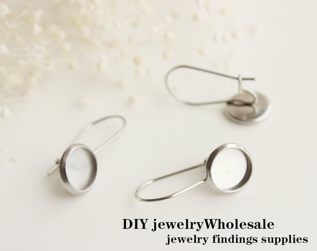 20pcs Earring Blank 6mm --25mm, Stainless Steel Bezel French Earring ...