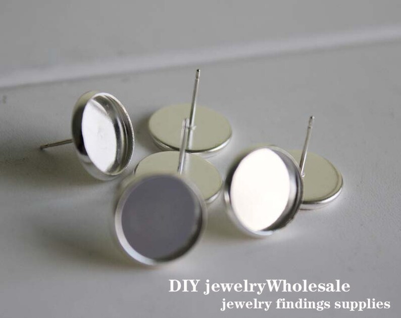 50pcs 12mm Silver Plated Brass Blank Setting Earring Posts - Etsy