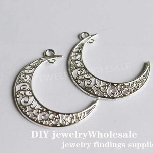 20pcs Filigree Moon Shape Earring Necklace Findings Charm Pendant / Diy ...