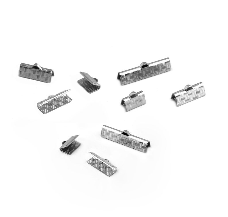 100PCS Stainless Steel Ribbon Clip, Clamp Cord Crimp End Cap Tip ...