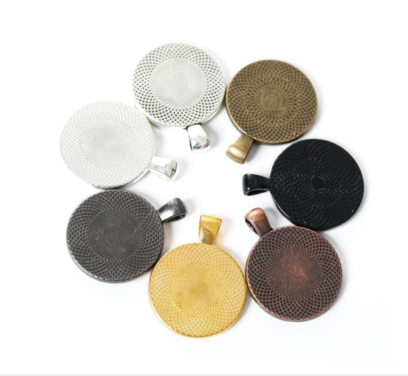 10pcs Round Bezel Pendant Traysdiy Round Bezel Pendant Trays | Etsy