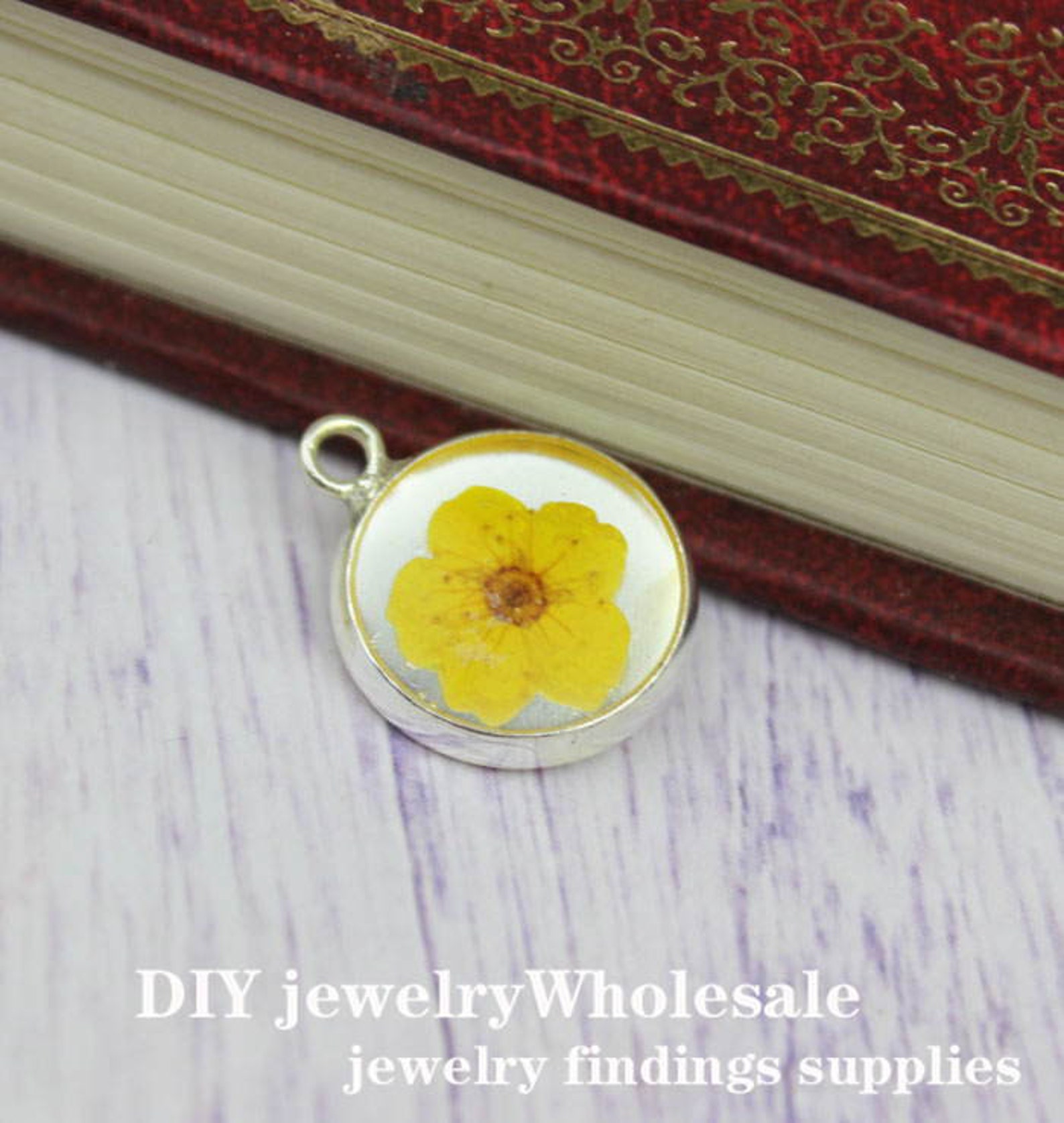 2pcs 12mm Handmade Resin Flower Pendant Charm, Yellow Flower Pendant - Etsy