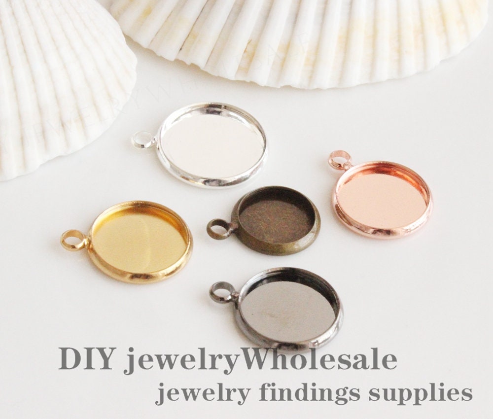 20pcs Bezel Settingpendant Trays Baseround Bezel Cups With | Etsy