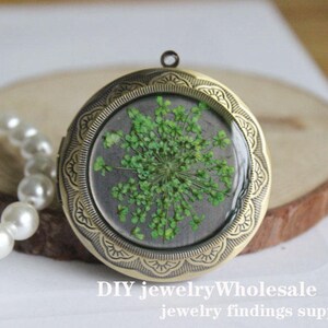 1pcs 45mm Handmade Green Flowers Locket,antique Bronze Brass Green ...